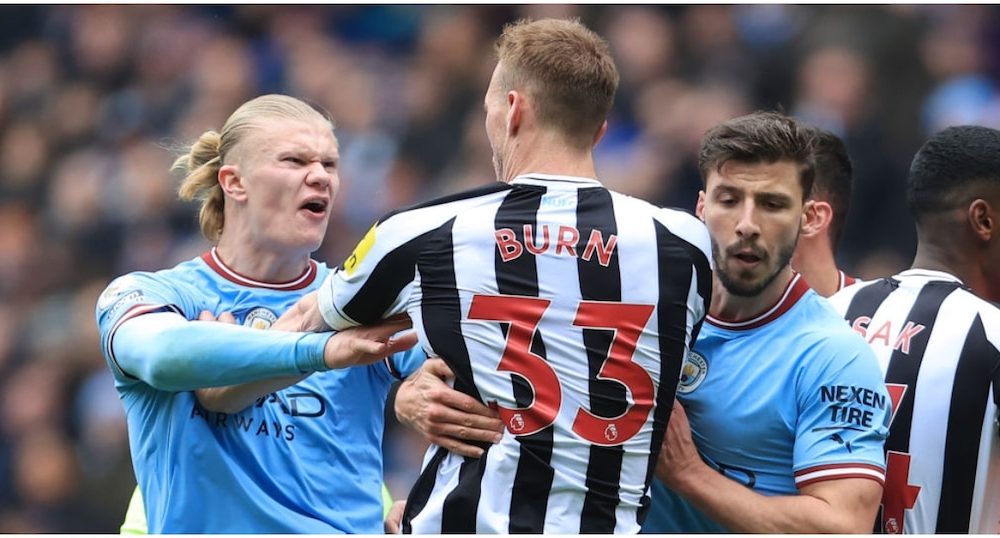 Erling Haaland, Dan Burn spark on-field brawl during Manchester City's ...