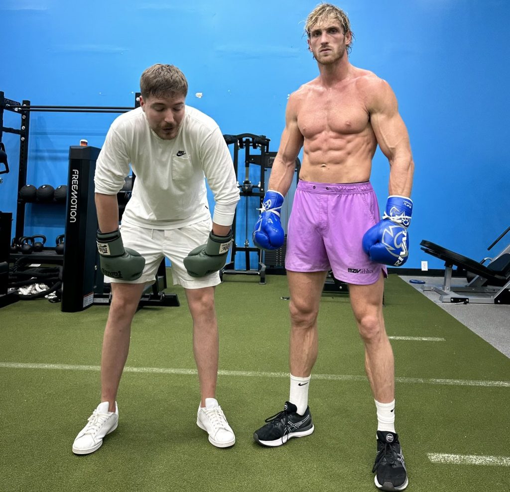 Logan Paul displays incredible body while working out with MrBeast ...
