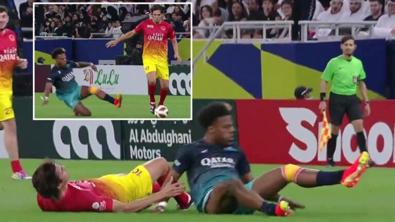 IShowSpeed kisses Roberto Carlos's legs for good luck before receiving ...